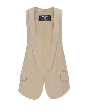 Balmain Gabardine Shawl Collar Vest