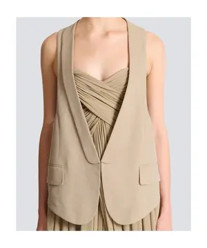 Balmain Gabardine Shawl Collar Vest