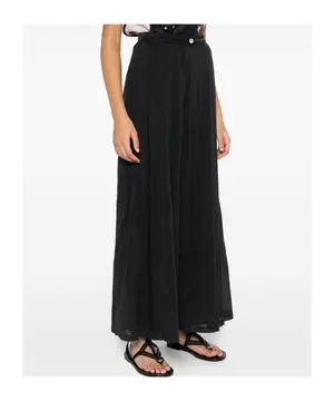 FORTE_FORTE High-waisted Wide-leg Trousers - Black