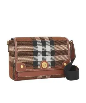 Burberry Note Knitted Check Pattern Crossbody Bag - Brown