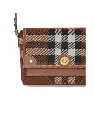 Burberry Note Knitted Check Pattern Crossbody Bag - Brown