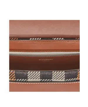 Burberry Note Knitted Check Pattern Crossbody Bag - Brown
