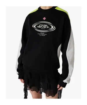 Casablanca Color-block Logo-print Sweatshirt - Black/gray/lime