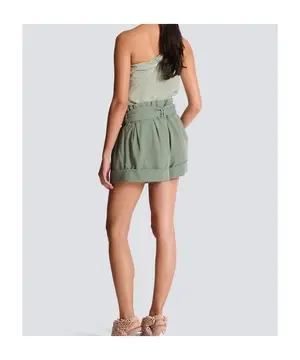 Balmain Pleated Belted High-waist Shorts - Gray