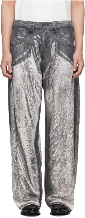 DIESEL® 1997 D-enim-m Logo-patch Trousers - Gray