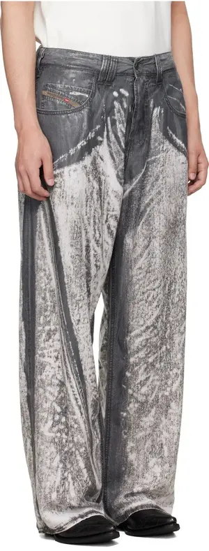 DIESEL® 1997 D-enim-m Logo-patch Trousers - Gray