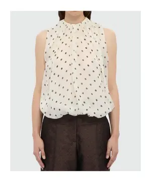 MSGM Polka Dot Chiffon Balloon Blouse - White