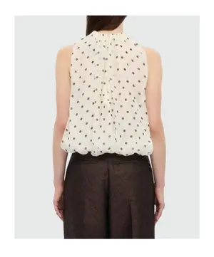 MSGM Polka Dot Chiffon Balloon Blouse - White