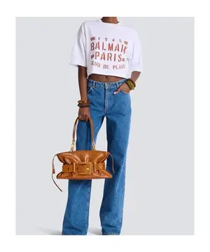Balmain Plage Cropped Logo T-shirt