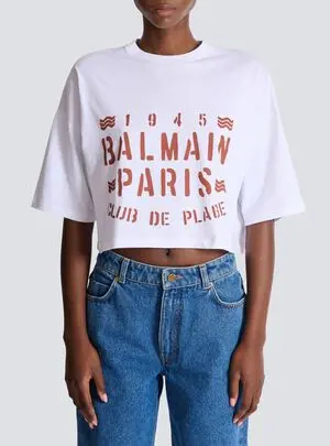 Balmain Plage Cropped Logo T-shirt