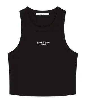 Givenchy Paris Logo Detailed Cropped Tank Top - Black