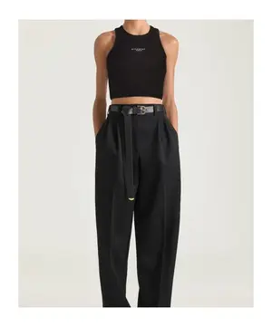Givenchy Paris Logo Detailed Cropped Tank Top - Black
