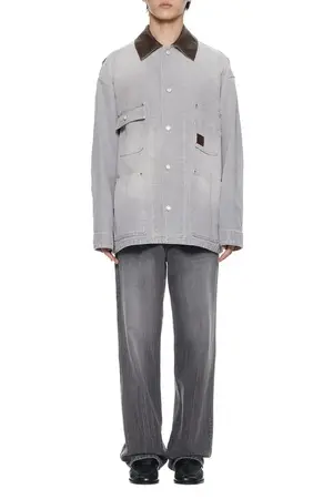 WOOYOUNGMI Leather Collar Pocket Jacket