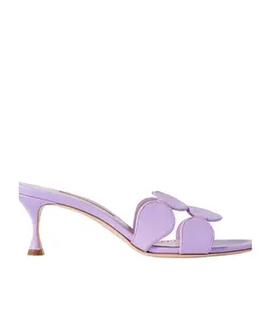 Manolo Blahnik Leather Mules - Purple