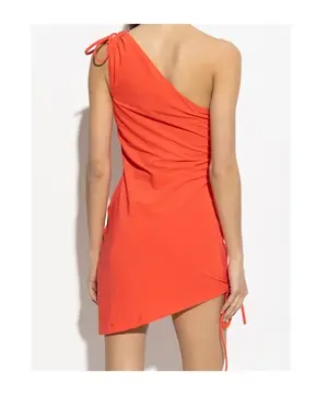 Balmain One-shoulder Ruched Dress - Orange
