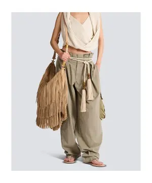 Balmain High-waisted Pleated Cotton Twill Trousers With Removable Tie Belt