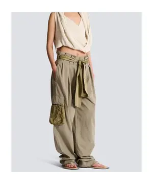 Balmain High-waisted Pleated Cotton Twill Trousers With Removable Tie Belt