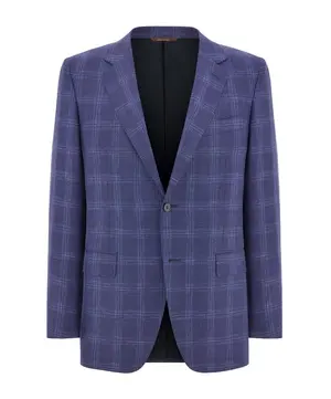 Canali Check Single-breasted Blazer - Blue