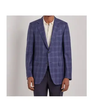 Canali Check Single-breasted Blazer - Blue