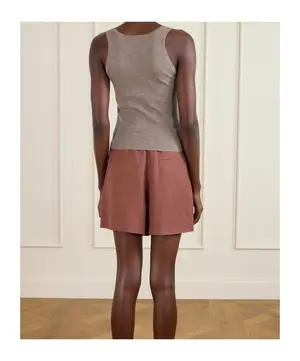 Brunello Cucinelli Sleeveless Ribbed Knit Top - Gray