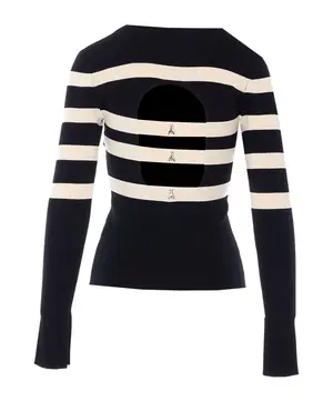 Patrizia Pepe Striped Knit Pullover With Back Cutout