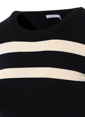 Patrizia Pepe Striped Knit Pullover With Back Cutout