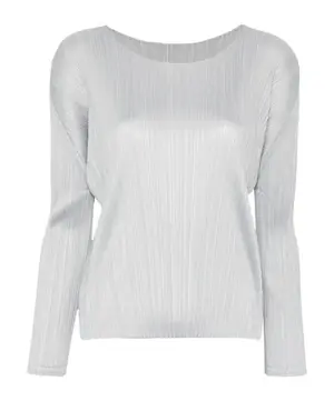 PLEATS PLEASE BY ISSEY MIYAKE Long Sleeve Pleated Top - Grey