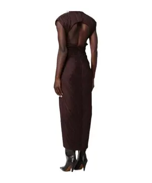 Cult Gaia Pleated Cutout High Neck Maxi Dress With Open Back