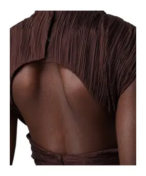 Cult Gaia Pleated Cutout High Neck Maxi Dress With Open Back