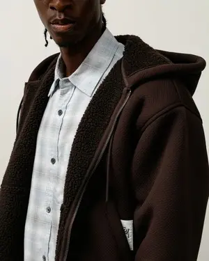StÜssy Sherpa Lined Zip Up Hoodie - Brown