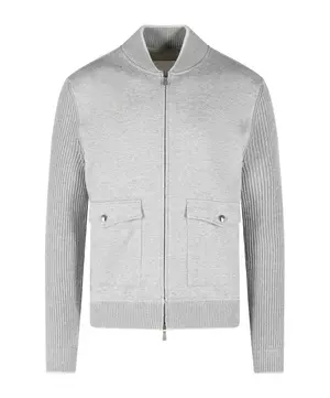 Eleventy Ribbed Trim Bomber Jacket