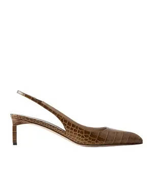 TOM FORD Croc-effect Leather Slingback Pumps - Brown