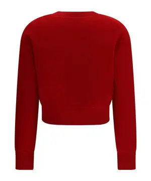 Tory Burch Logo Detailed Crewneck Jumper - Red