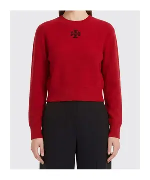 Tory Burch Logo Detailed Crewneck Jumper - Red
