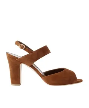 Manolo Blahnik Suede Slingback Sandals - Brown