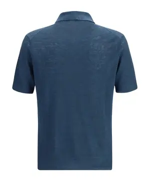 ROBERTO COLLINA Lightweight Linen Polo Shirt - Blue