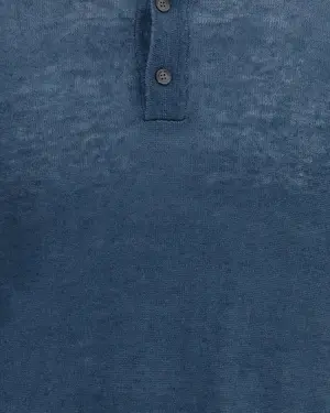 ROBERTO COLLINA Lightweight Linen Polo Shirt - Blue