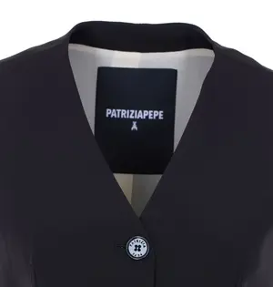 Patrizia Pepe Sleeveless V-neck Buttoned Jacket - Black