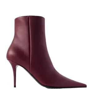 Amina Muaddi Barbara Leather Ankle Boots