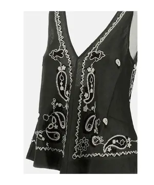 P.a.r.o.s.h Sleeveless Embroidered V-neck Top - Black