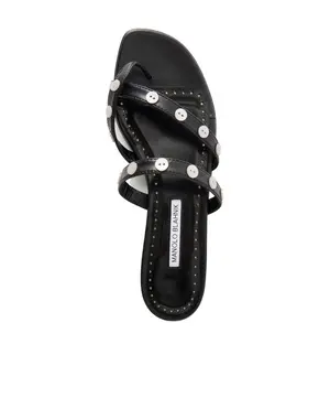 Manolo Blahnik Leather Button-embellished Thong Sandals