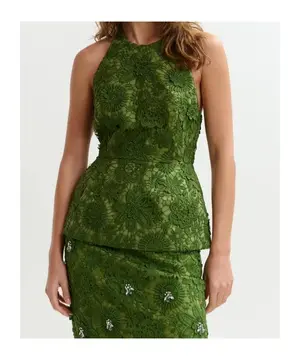 Essentiel Antwerp Lace Peplum Halter Top