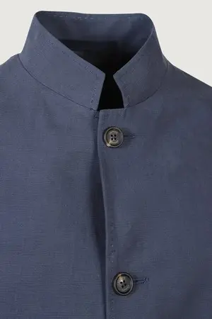 Eleventy Stand Collar Buttoned Blazer - Blue