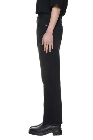 WOOYOUNGMI Washed Effect Straight Leg Jeans - Black