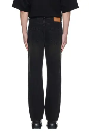 WOOYOUNGMI Washed Effect Straight Leg Jeans - Black