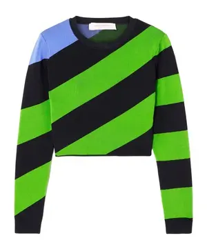 Carolina Herrera Striped Cropped Knit Sweater