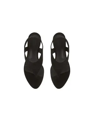 Balmain Suede Wedge Sandals - Black