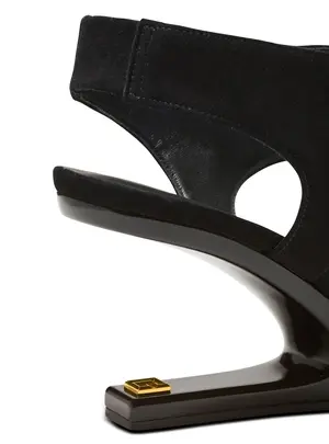Balmain Suede Wedge Sandals - Black