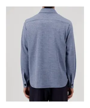 Harris Wharf London Hopsack Shirt Jacket Crafted With Loro Piana Fabric - Light Blue
