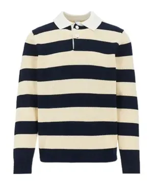 Aspesi Striped Polo Shirt - Black